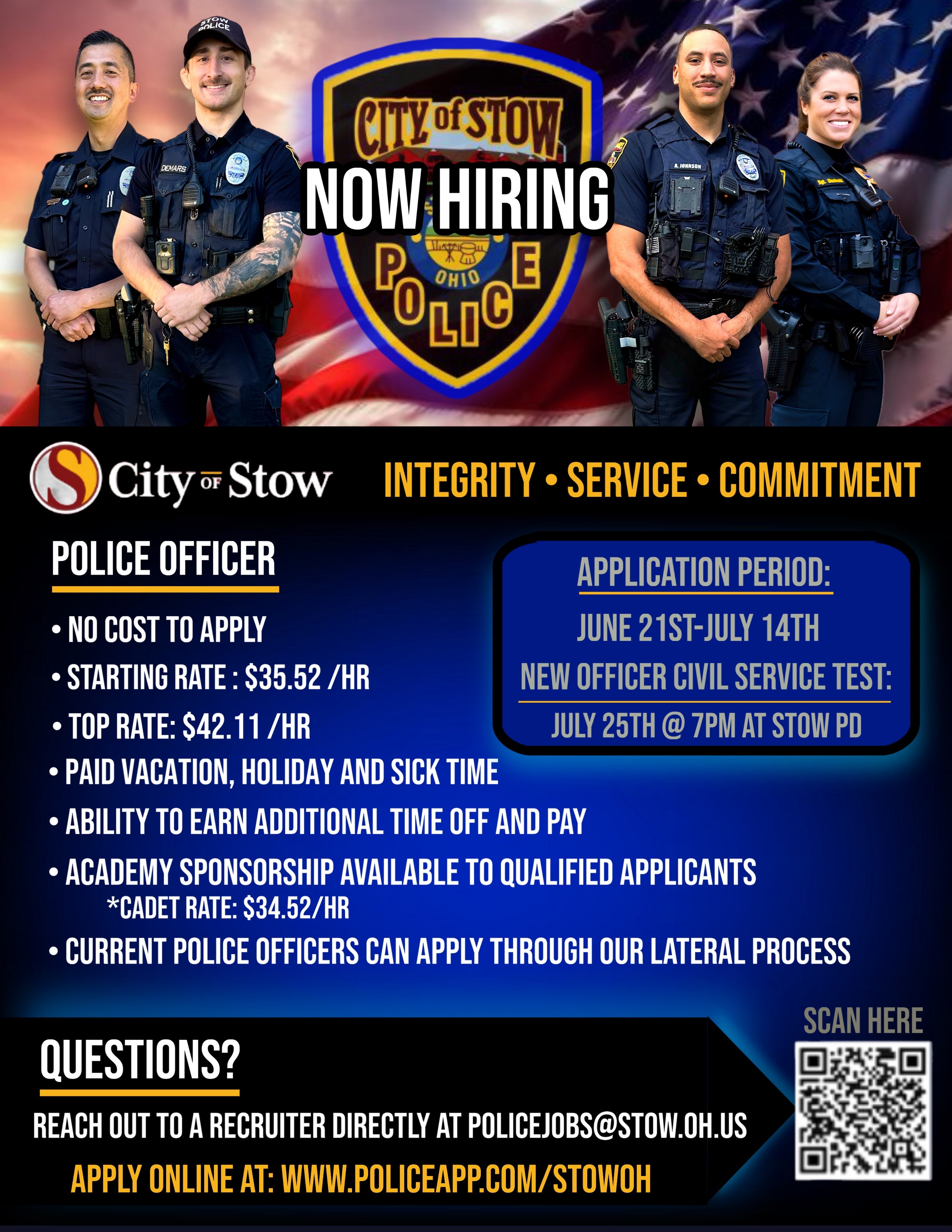 Stow, OH Police Jobs - Entry Level, Certified | PublicSafetyApp